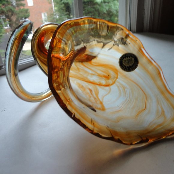 SOONER | Accents | Vintage Sooner Glass Swirl Vase Amber Peach Clear 8 ...